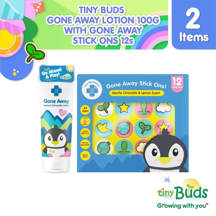 Tiny Buds Gone Away Lotion 100g with FREE Gone Away Stick Ons (12 Stickers) | Lazada PH