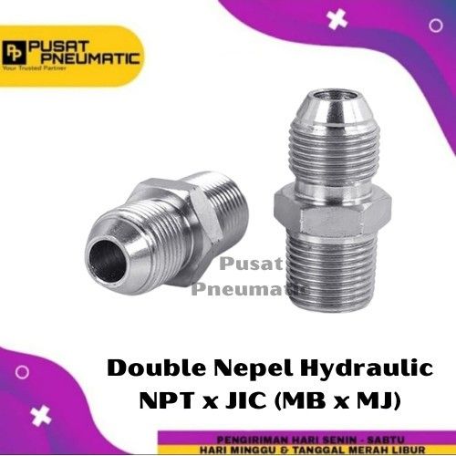 3/8" Double Nepel NPT x JIC Hex Nipple Hydraulic MB x MJ Size 3/8 Inch ...