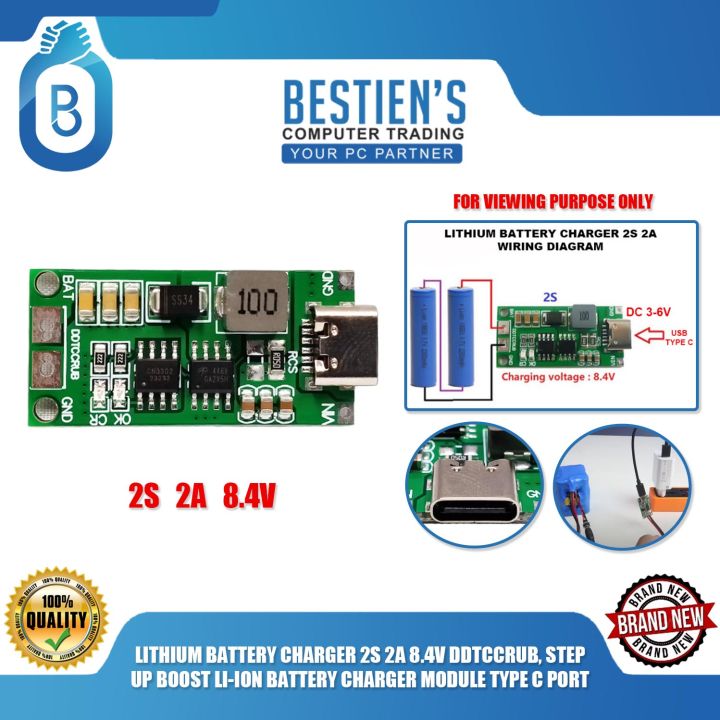 LITHIUM BATTERY CHARGER 2S 2A 8.4V DDTCCRUB, STEP UP BOOST LI-ION BATTERY CHARGER MODULE TYPE C ...