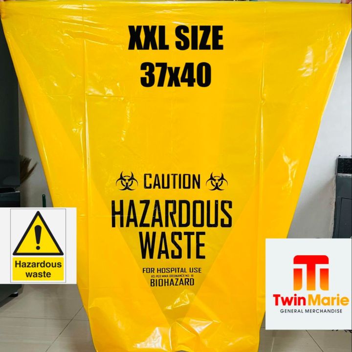 HAZARDOUS BAG/ GARBAGE BAG / BIOHAZARD BAG (10 pieces) XXL 37x40 with ...