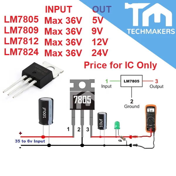 7805 7809 7812 7824 7912 5V 9V 12V 24V Fixed Output Three Terminal ...