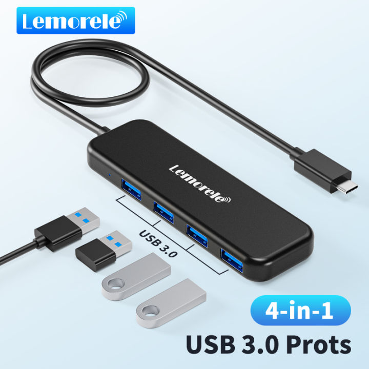 Lemorele USB C hub 4 in 1 upgrade ultra thin Type C to 4 port USB 3.0 ...