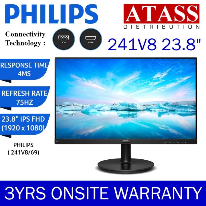 Philips LCD Monitor 241V8 24 Full HD IPS 75Hz Adaptive Sync LCD MONITOR ...