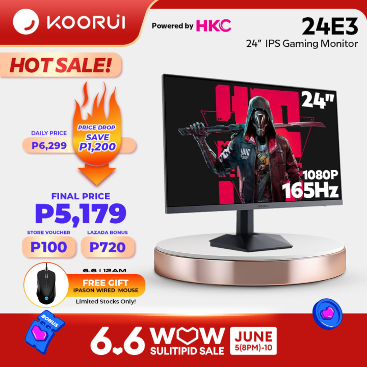 KOORUI 24E3 (powered by HKC) 24" Gaming Monitor 165Hz, 1080p, 1ms, IPS ...