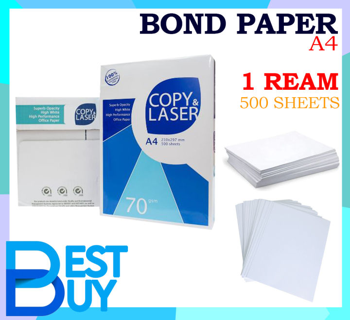 A4 SIZE COPY AND LASER | BOND PAPER | COUPON BOND (500 SHEETS / 1 REAM ...