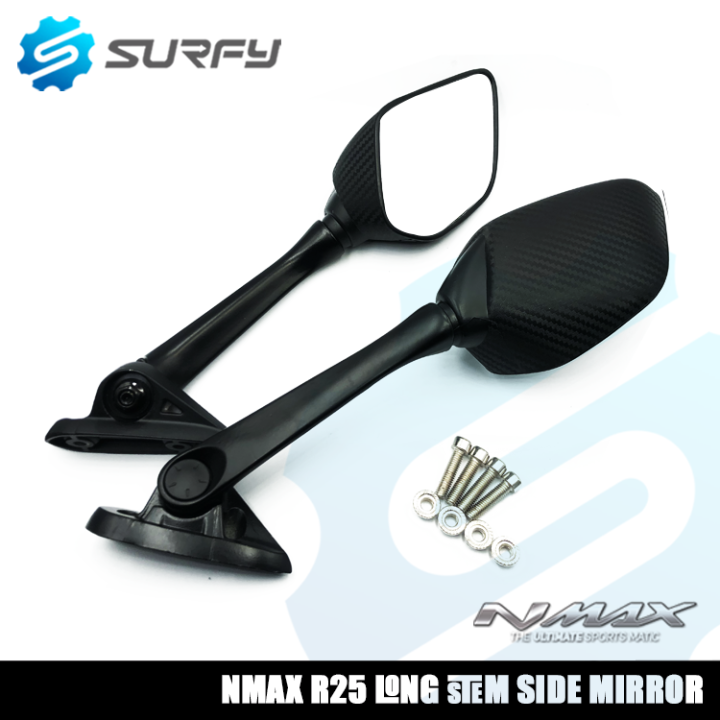 Nmax Carbon Side Mirror Clear Long Stem R25 Surfy Racing Hero Made in ...