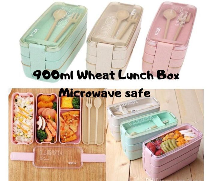 900ml 3-Layer Wheat Straw Bento Lunch Box | Lazada