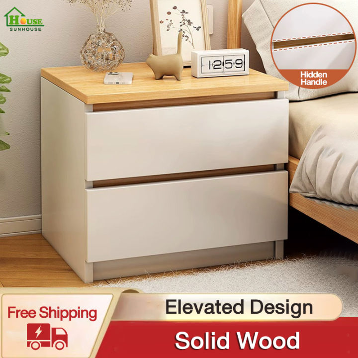 Bedside Table With Drawers Wood 40cm 2 Layers Mordern Design Simple ...