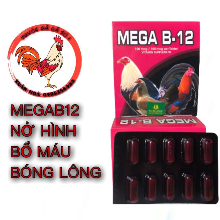 Mega B12 - Tăng nước máu, nở hình, tăng bo đá cho Gà (1 vỉ 10 viên ...
