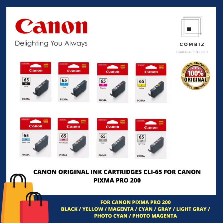 CANON ORIGINAL INK CARTRIDGES CLI-65 CLI 65 CLI65 (BK /C/Y/M/PM/PC/GY/LGY ) FOR CANON PIXMA PRO ...