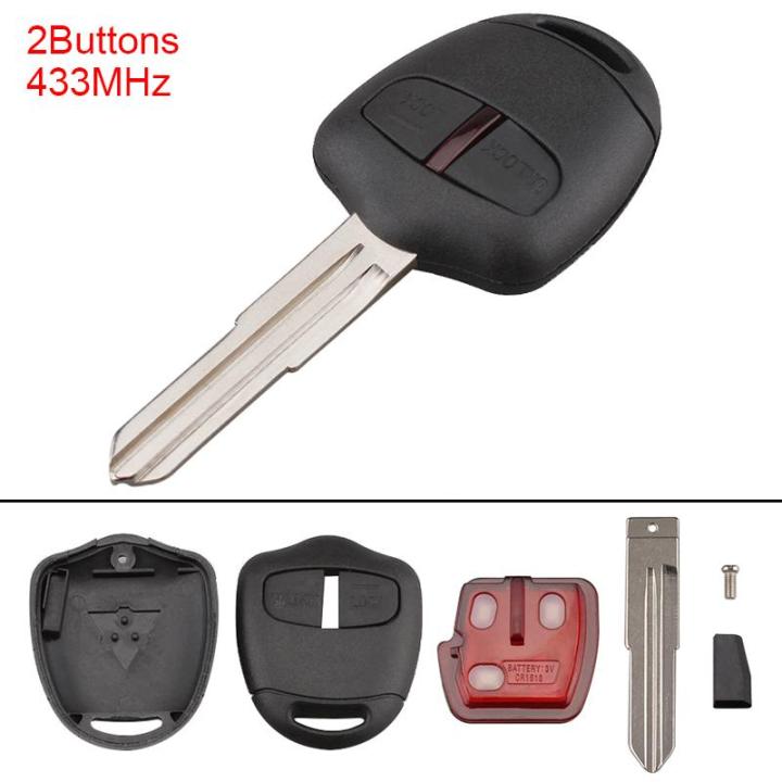 Uncut Flip Remote Key Shell Case Fob 433MHz 2 Buttons for MITSUBISHI ...