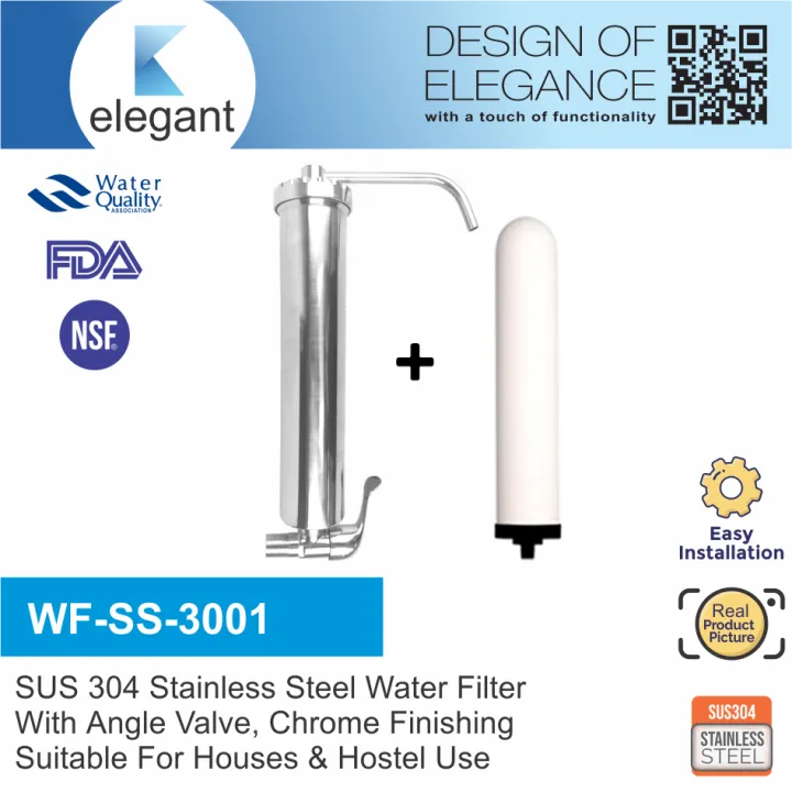 Sinor WF-SS-3001 SUS304 Stainless Steel Water Filter With Angle Valve ...