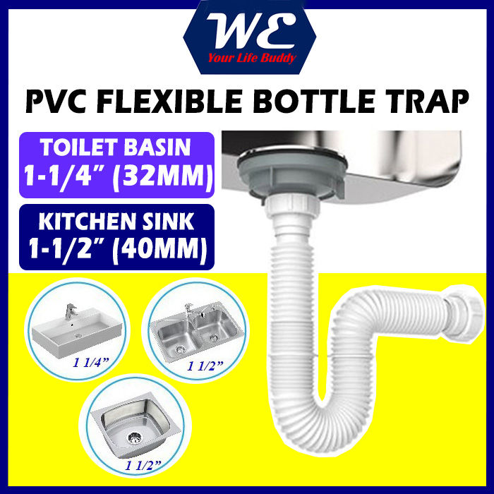 MARKSMAN PVC Flexible Bottle Trap for Bathroom Basin (1 1/4") or ...