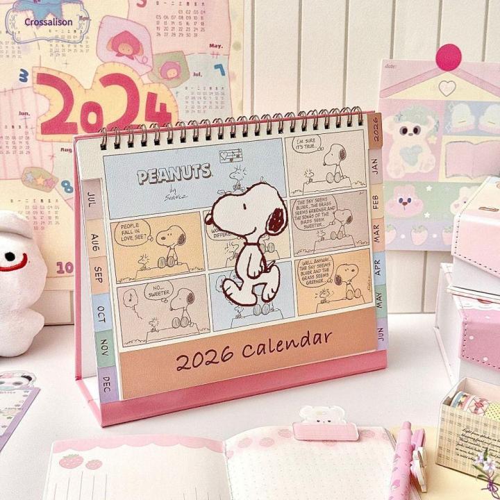 CROSSALISON Coil Binding 2026 Snoopy Desk Calendar Flip Schedule With ...