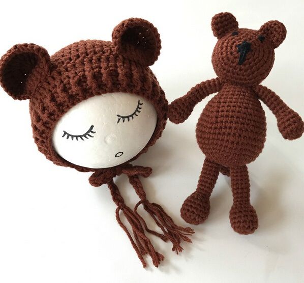 2PCS Local 2-3 Days Delivery Newborn Baby Girls Boys Knit Crochet Bear ...