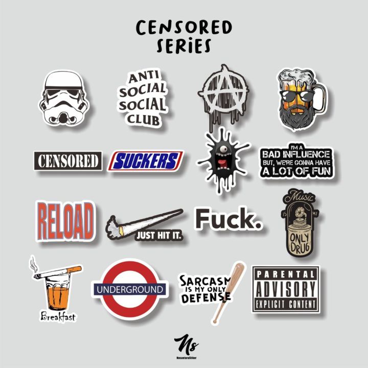 STIKER PACKAGE AESTHETIC CENSORED STICKER WATERPROOFT SKIN LAPTOP CASE ...