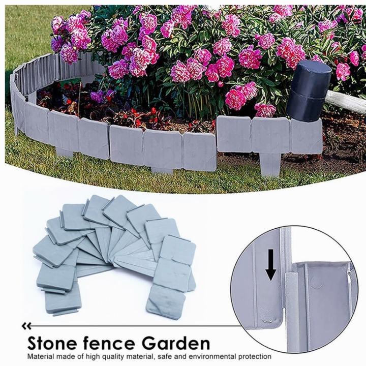 10 Pieces Plastic Garden Fence Easy Assembly Plant Frame With Edge ...
