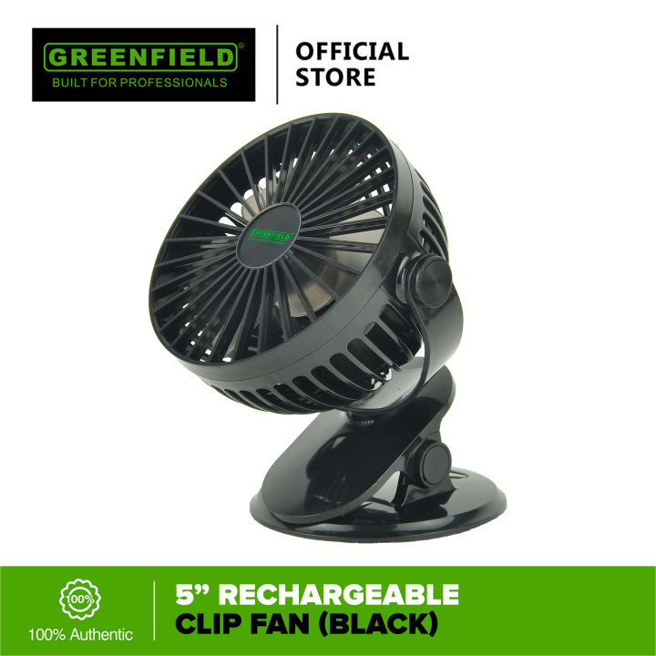 Greenfield Rechargeable Clip Fan 5" Black | Lazada PH
