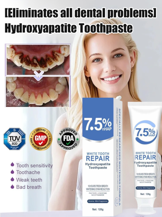 Hydroxyapatite Toothpaste for Enamel Repair and Teeth Whitening ...
