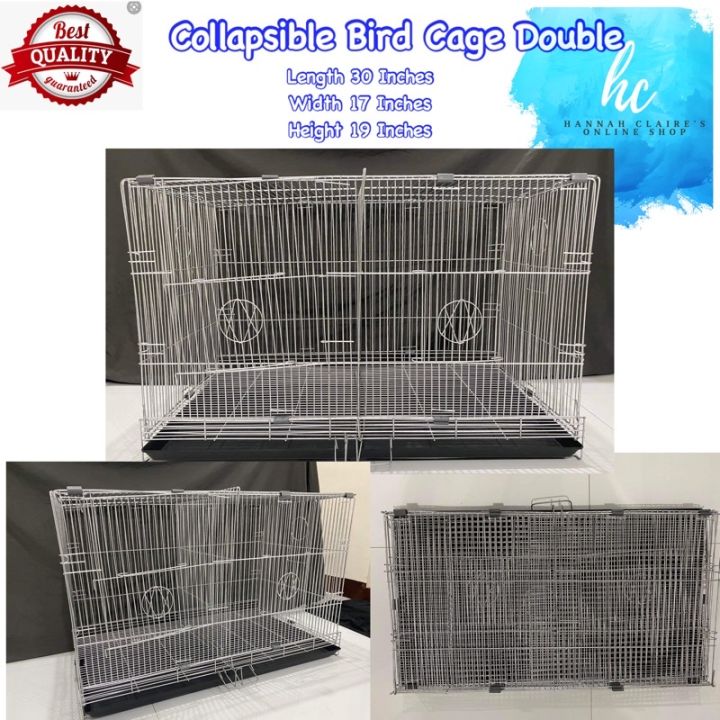 Heavy Duty Collapsible Bird Cage Double Galvanized Foldable Cage ...