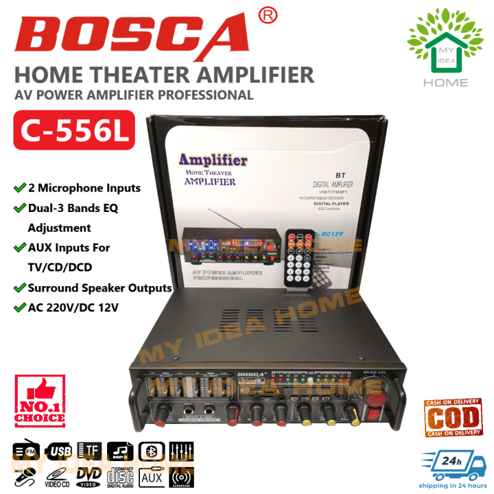 BOSCA Digital Player Amplifier with 2Mic Input Echo Treble Bass USB/TF ...