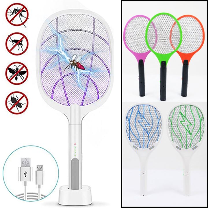 3H Rechargeable Hand Swing Electric Insect Mosquito Racket Swatter ...