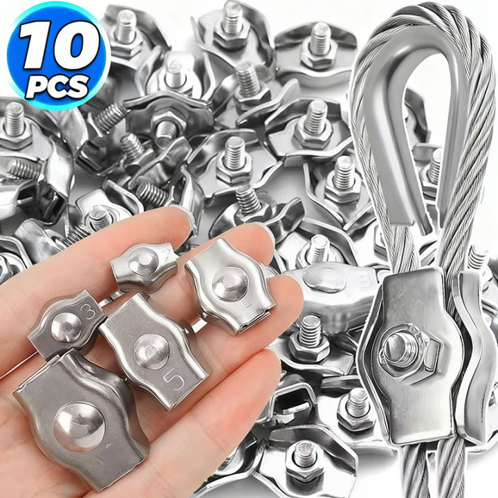 10/5Pcs Simplex Wire Rope Clamp Stainless Steel Bolt Cable Clips ...