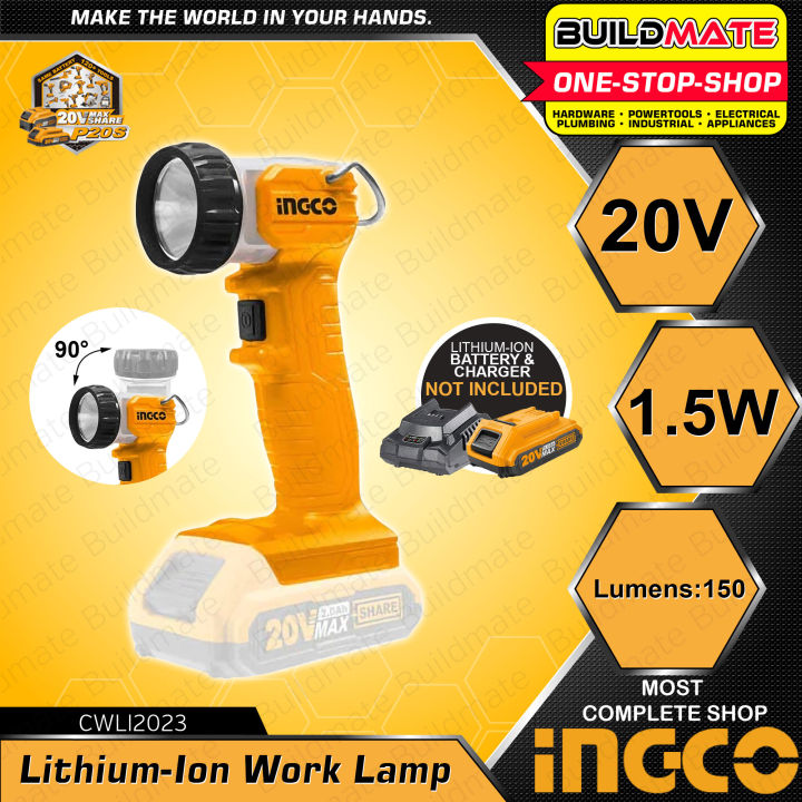 INGCO Cordless Lithium-ion Portable LED Work Lamp 20W 1.5W Work Light ...