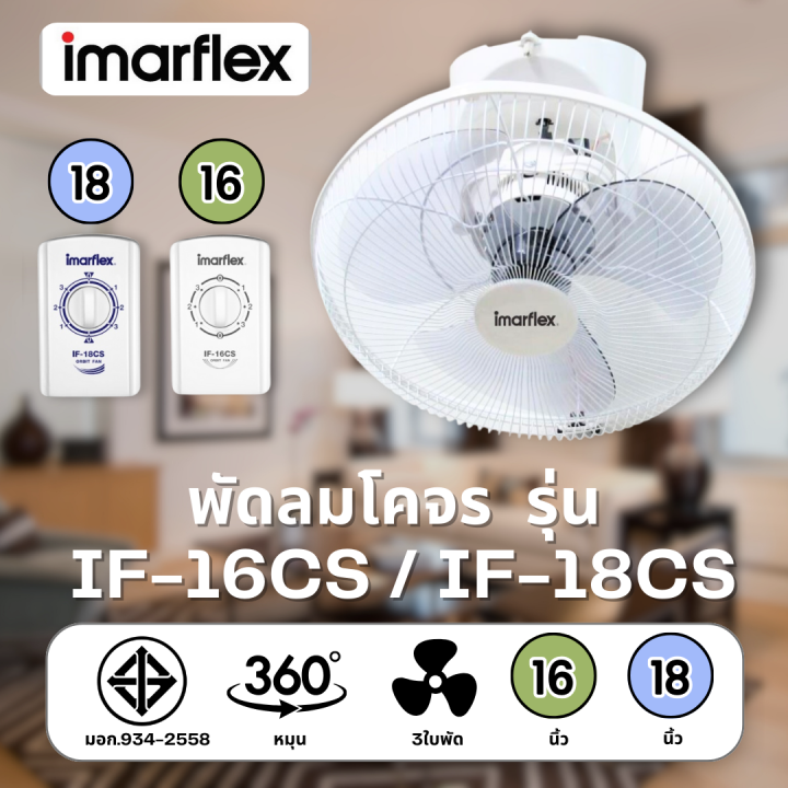 IMARFLEXพัดลมโคจร ขนาด 16-18 นิ้ว รุ่น IF-16CS, IF-18CS | Lazada.co.th