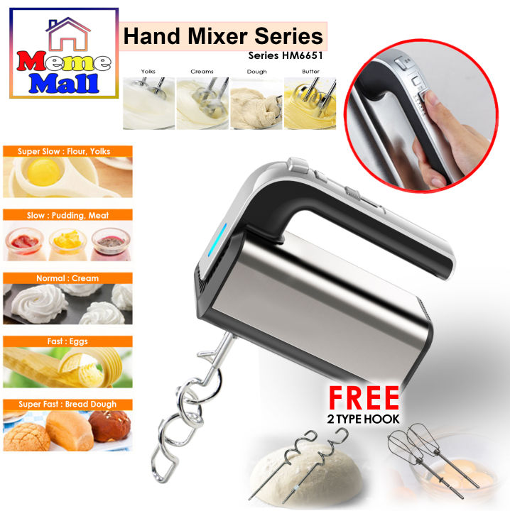 Meme Mall Hand Mixer CookMaster 3-in-1 5 Speed LED Indicator Blender ...