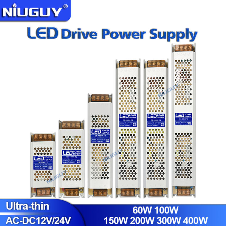 Ultra Thin LED Power Supply DC 12V 24V Lighting Transformers 60W 100W ...
