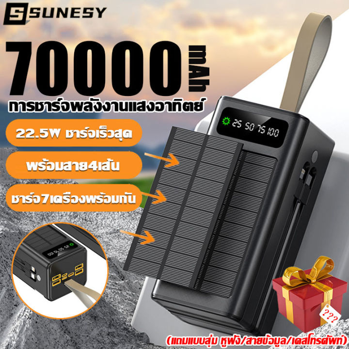 【พลังงานแสงอาทิตย์ 】SUNESY พาวเวอร์แบงค์70000mAh 22.5w ชาร์จเร็ว power ...