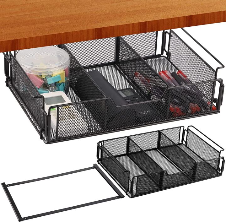 Upgrade Under Desk Drawer Hanging Storage Organizer Slide Out,Storage ...
