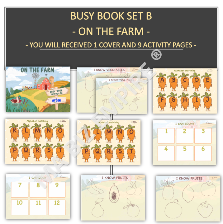 [HARDCOPY] ON THE FARM BUSY BOOK / QUIET BOOK / MONTESSORI /SET B ...
