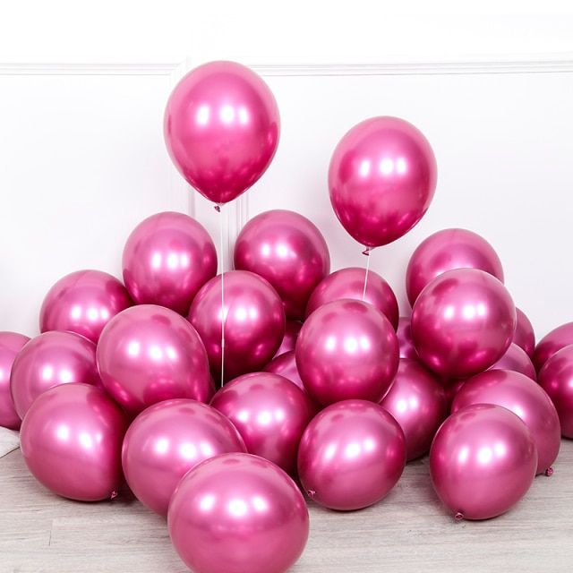 10inch New Glossy Hot Pink Metal Pearl Latex Balloons Rose Gold Thick ...