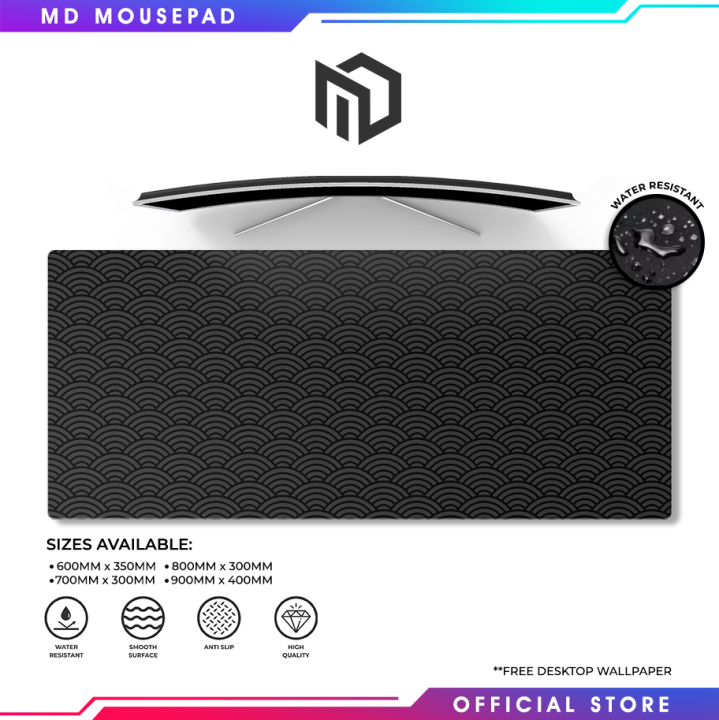 MD Mousepad | Japanese Pattern Black | Extended Mousepad | Large Gaming ...