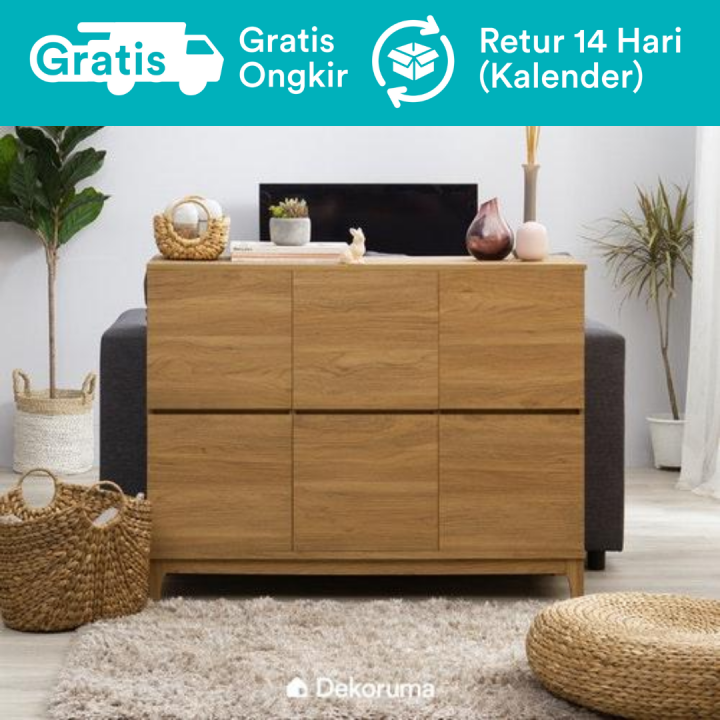 Dekoruma Nara Credenza Buffet - Lemari Kabinet Kayu Olahan dengan Rak 2 ...