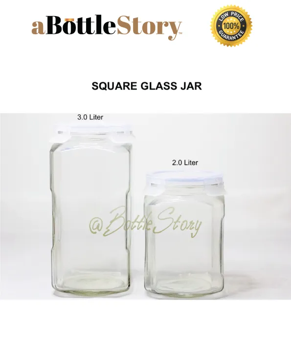SQUARE GLASS JAR | Air Tight Storage Container | Terrarium Jar | Bekas ...