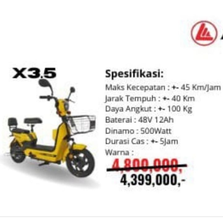 SEPEDA LISTRIK MOTOR ELEKTRIK EXOTIC X3.5 BARU GARANSI RESMI READY ...