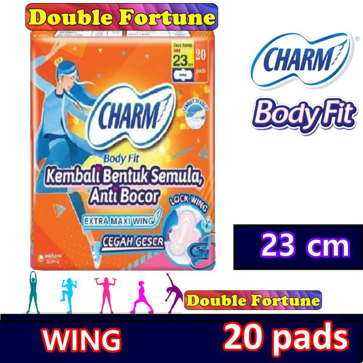 CHARM BODY FIT EXTRA MAXI WINGS ISI 20 PADS PEMBALUT WANITA | Lazada ...