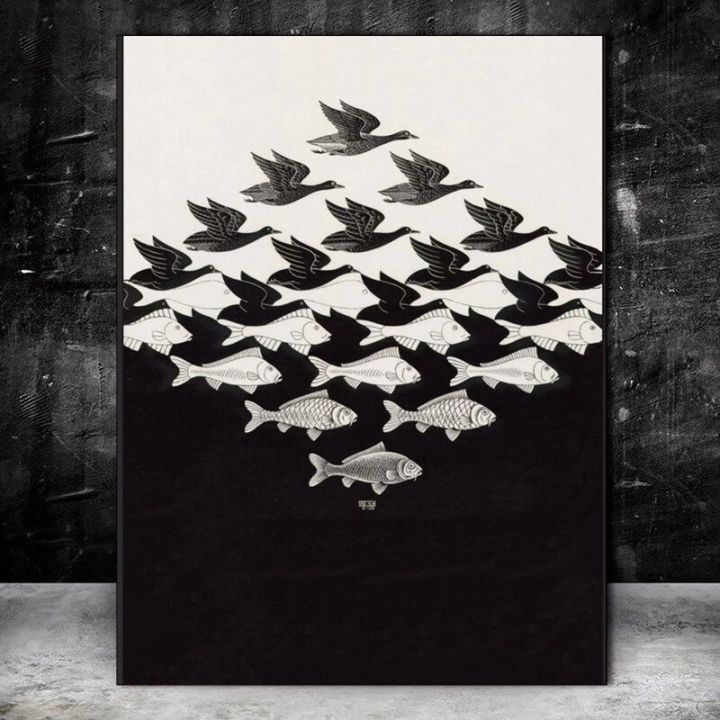 Sky & Water 1938 Mc Escher ภาพยนตร์โปสเตอร์และภาพพิมพ์ผนังผ้าใบภาพวาด ...