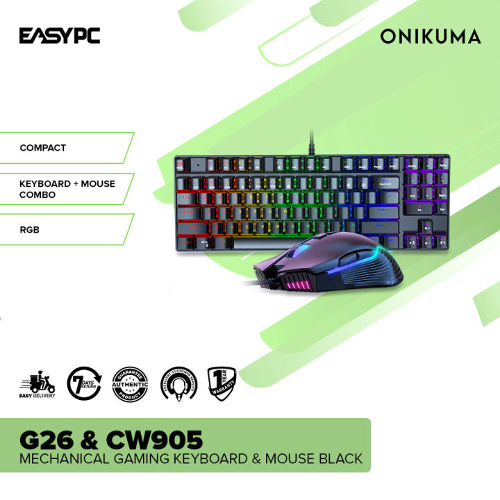 EasyPC | Onikuma G26 + CW905 Mechanical Gaming Keyboard and Mouse Black ...
