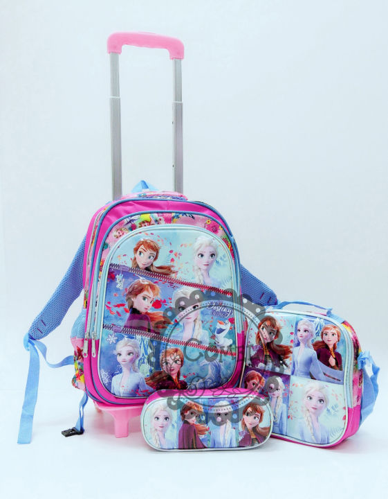 Comel Princess Elsa Anna Removable Trolley Backpack School Bag Lunch ...
