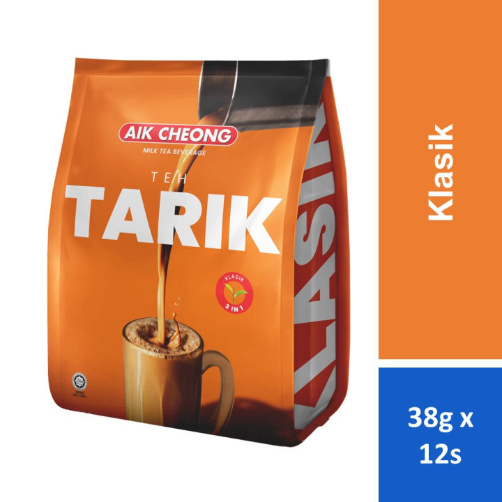 AIK CHEONG Teh Tarik 3 in 1 Milk Tea Classic 38g x 12 Sticks | Lazada