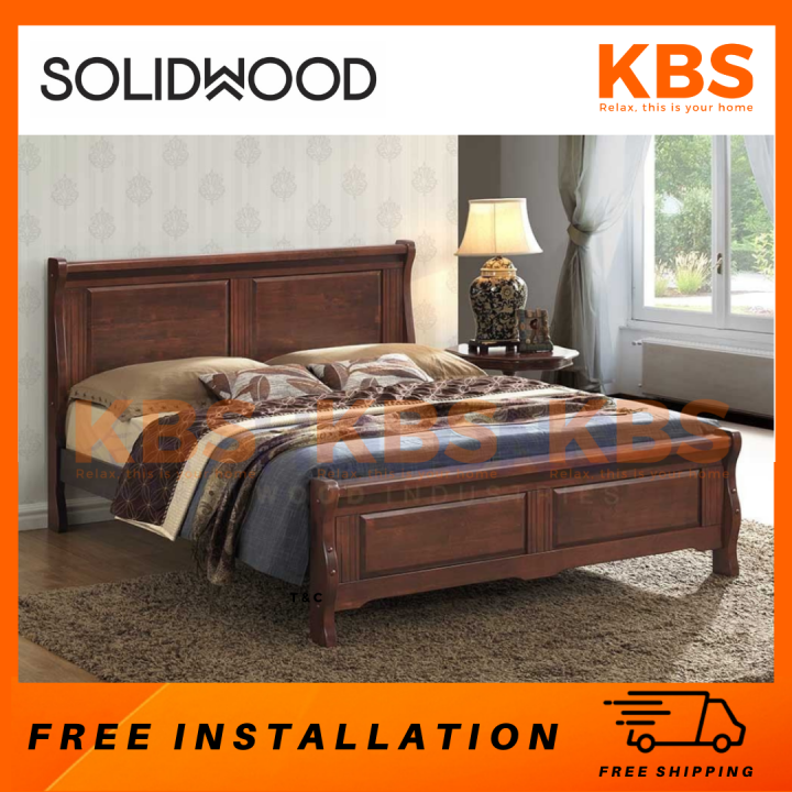 (FREE Installation & Shipping) KBS Aveyy FULL SOLID WOOD Bed Frame ...