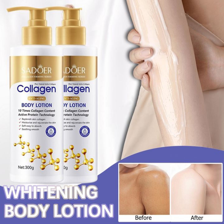 BUY 1 TAKE 1 SADOER 300G Collagen Whitening Body Lotion Anti-Wrinkle Anti Aging Moisturizing ...