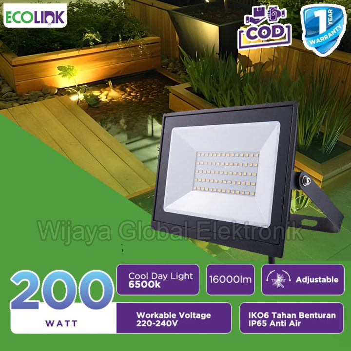 Lampu Sorot LED Ecolink 200 Watt GARANSI 1 TAHUN / Putih Ready / Kap Tembak 200 W 200w / LAMPU ...