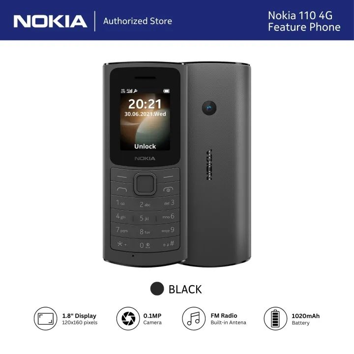 Nokia 110 Keypad Phone 4G Dual Nano-Sim Card MicroSD card support up to ...