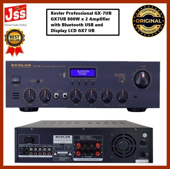 JSS Kevler Professional GX-7UB GX7UB 800W x 2 Amplifier with Bluetooth USB and Display LCD GX7 ...