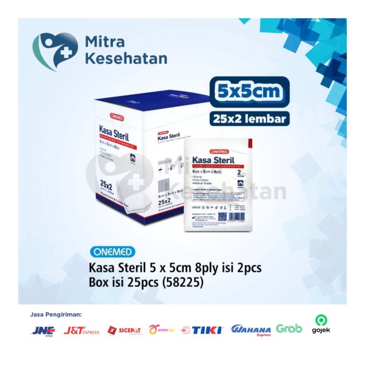 Kasa Steril 5 x 5 cm OneMed 8 ply Isi 2 Lembar Box isi 25 Pouch ...